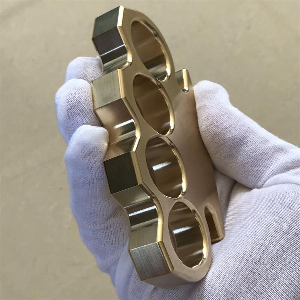 Solid Brass Knuckle Duster Finger Buckle Self-defense Broken Window ED ...