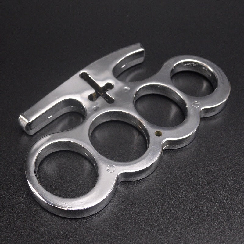 Brass Knuckles Duster Four-finger Ring Fist Buckle Cross Combat Outdoo ...